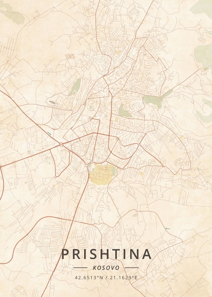 'Prishtina Kosovo' Poster, picture, metal print, paint by Designer Map ...