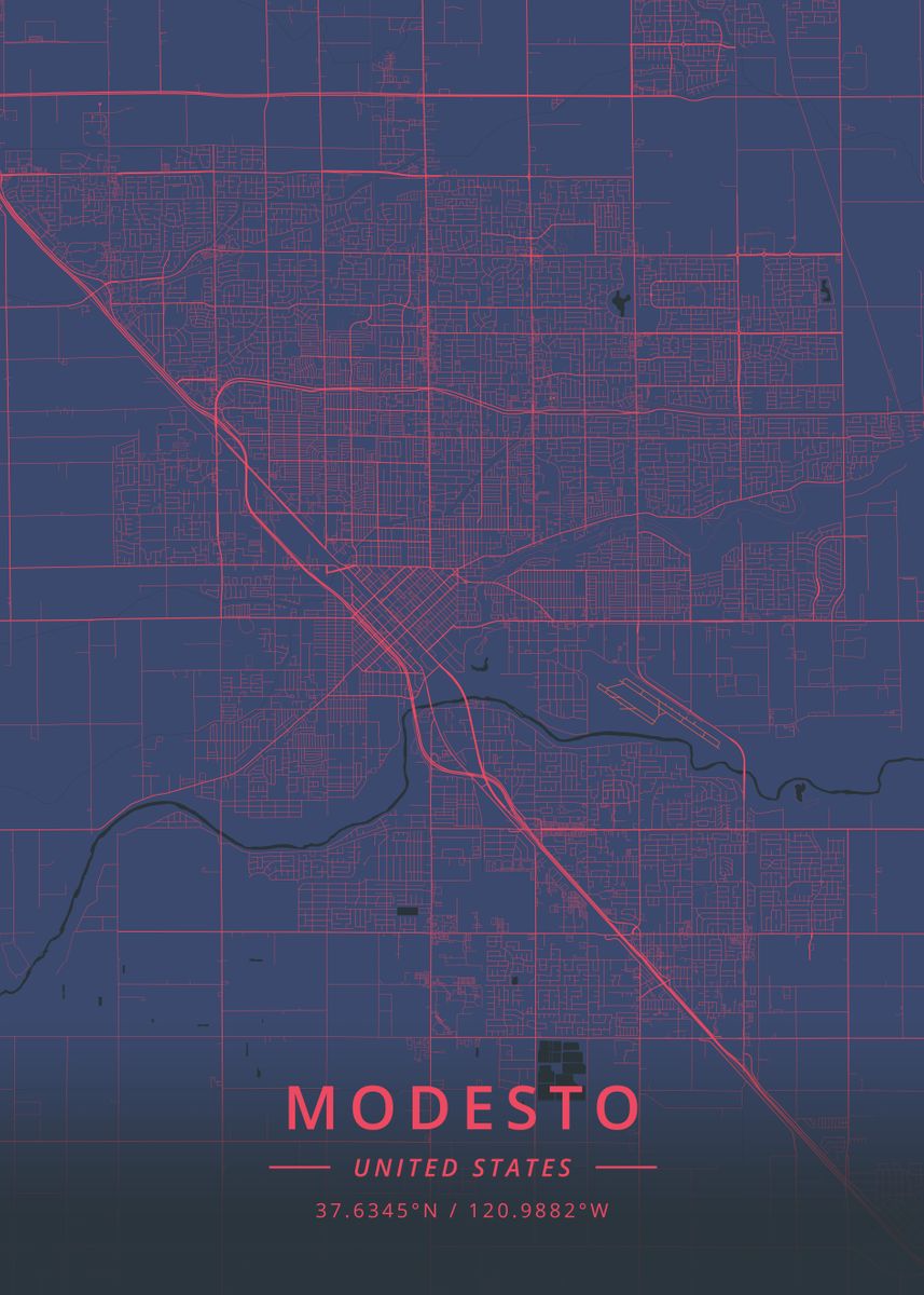 'Modesto United States' Poster by Designer Map Art | Displate