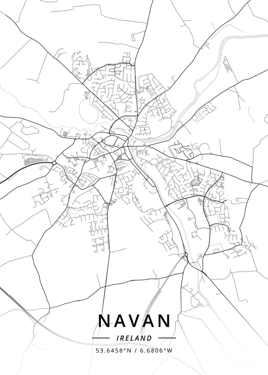 'Navan Ireland' Poster, picture, metal print, paint by Designer Map Art ...