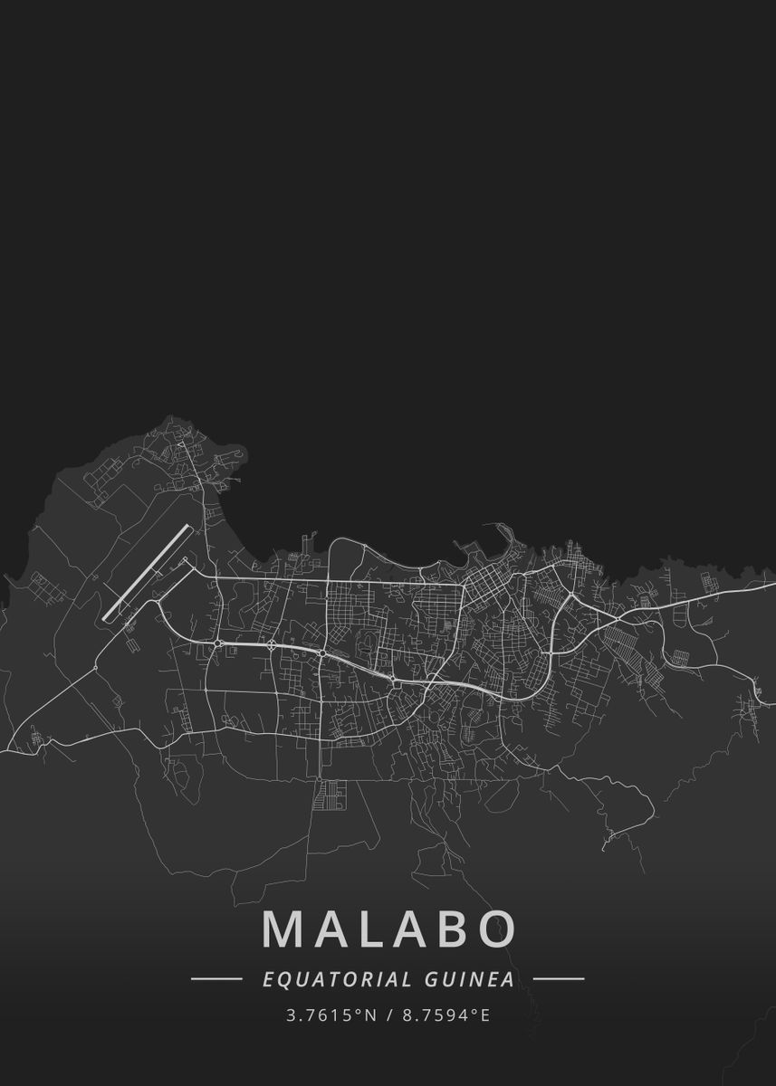 'Malabo Equatorial Guinea' Poster by Designer Map Art | Displate