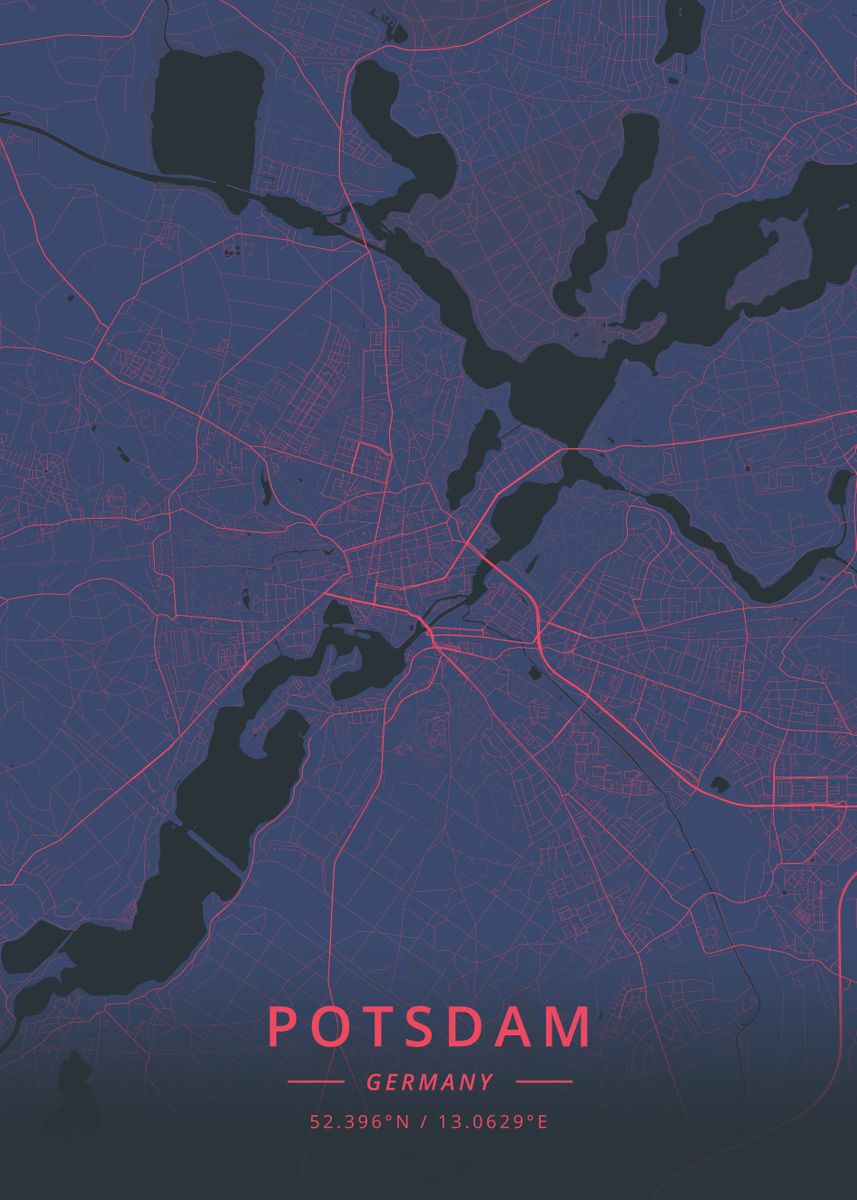 'Potsdam Germany' Poster, picture, metal print, paint by Designer Map ...