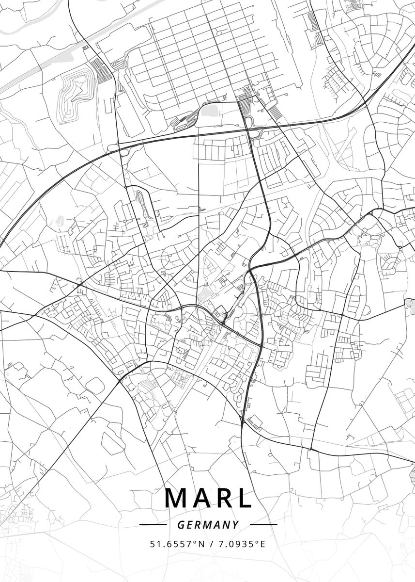 'Marl Germany' Poster, picture, metal print, paint by Designer Map Art ...