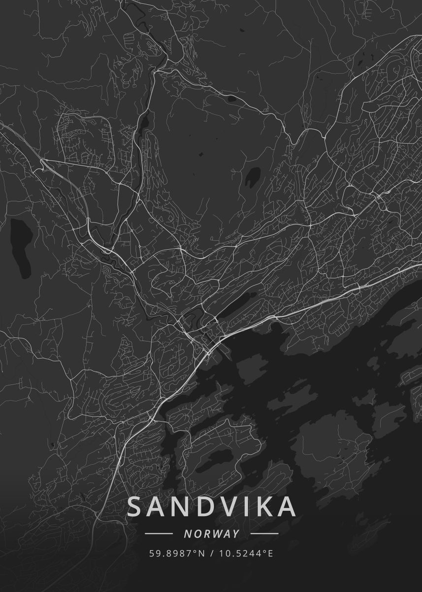 'Sandvika Norway' Poster by Designer Map Art | Displate