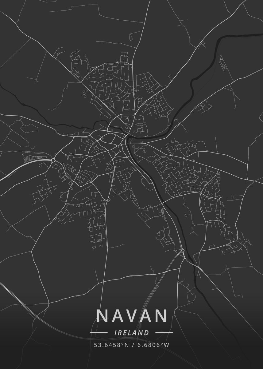 'Navan Ireland' Poster, picture, metal print, paint by Designer Map Art ...