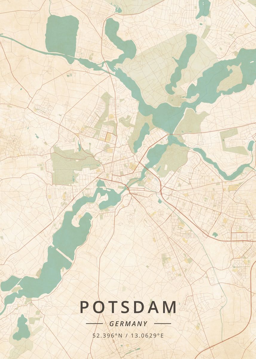 'Potsdam Germany' Poster, picture, metal print, paint by Designer Map ...