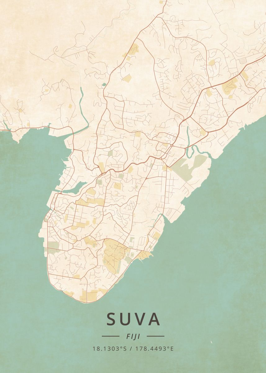 'Suva Fiji' Poster by Designer Map Art | Displate