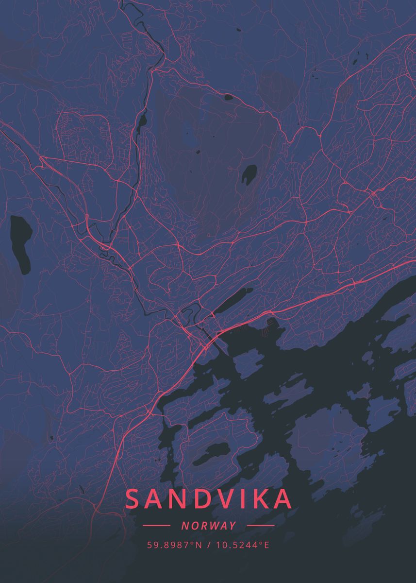'Sandvika Norway' Poster by Designer Map Art | Displate