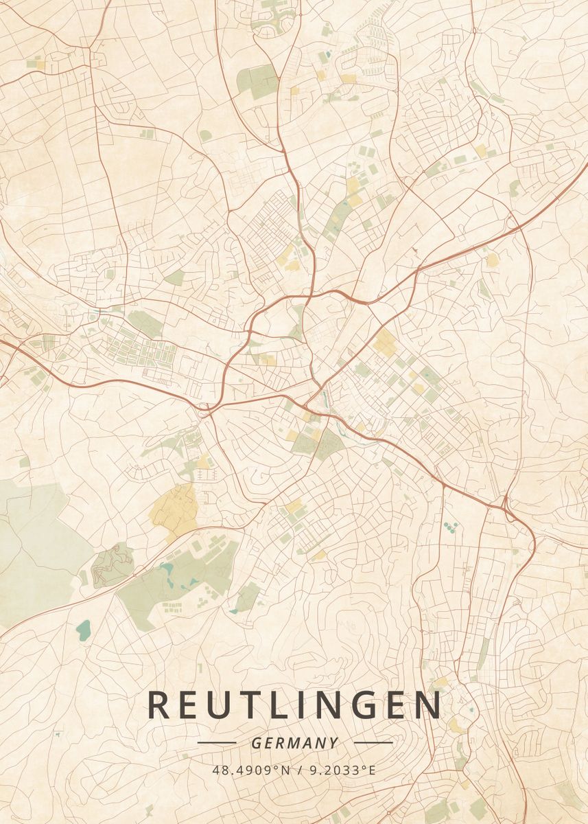 'Reutlingen Germany' Poster, picture, metal print, paint by Designer ...