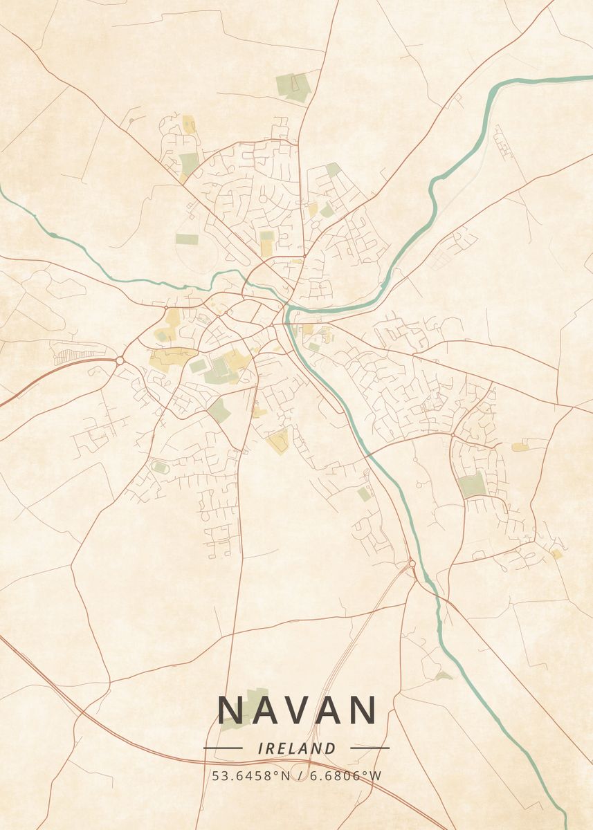 'Navan Ireland' Poster, picture, metal print, paint by Designer Map Art ...