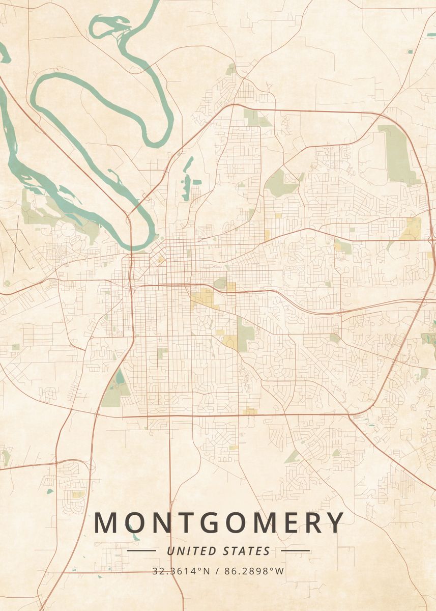 'Montgomery United States' Poster by Designer Map Art | Displate
