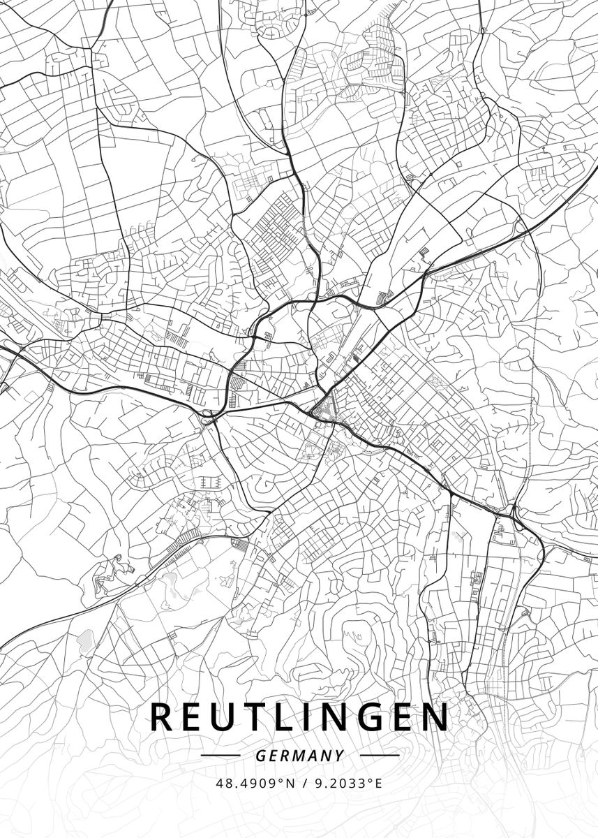'Reutlingen Germany' Poster by Designer Map Art | Displate