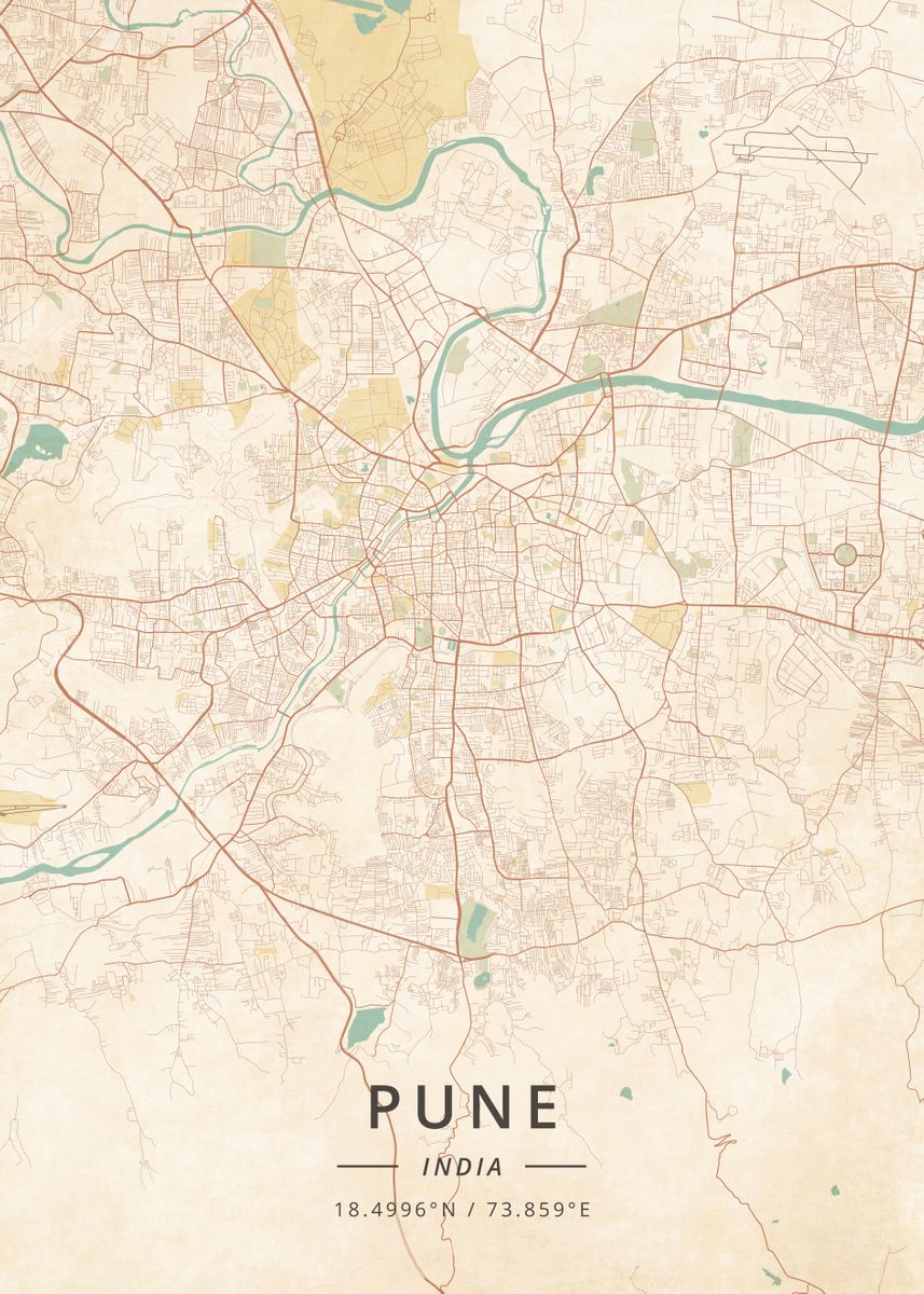 'Pune India' Poster by Designer Map Art | Displate