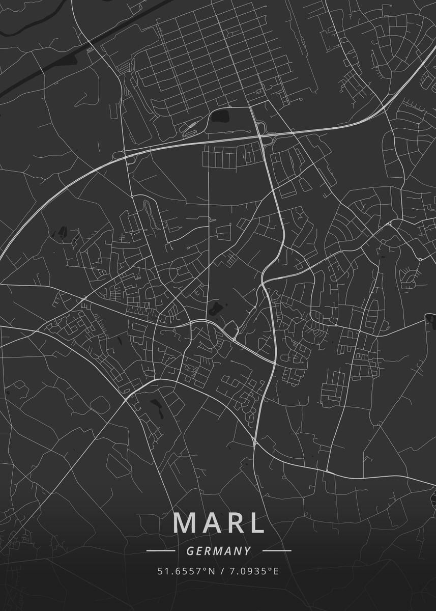 'Marl Germany' Poster, picture, metal print, paint by Designer Map Art ...