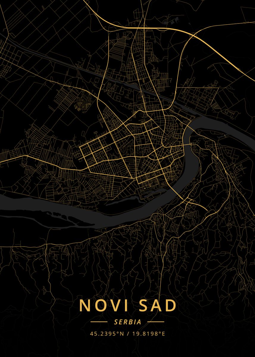 'Novi Sad Serbia' Poster, picture, metal print, paint by Designer Map ...