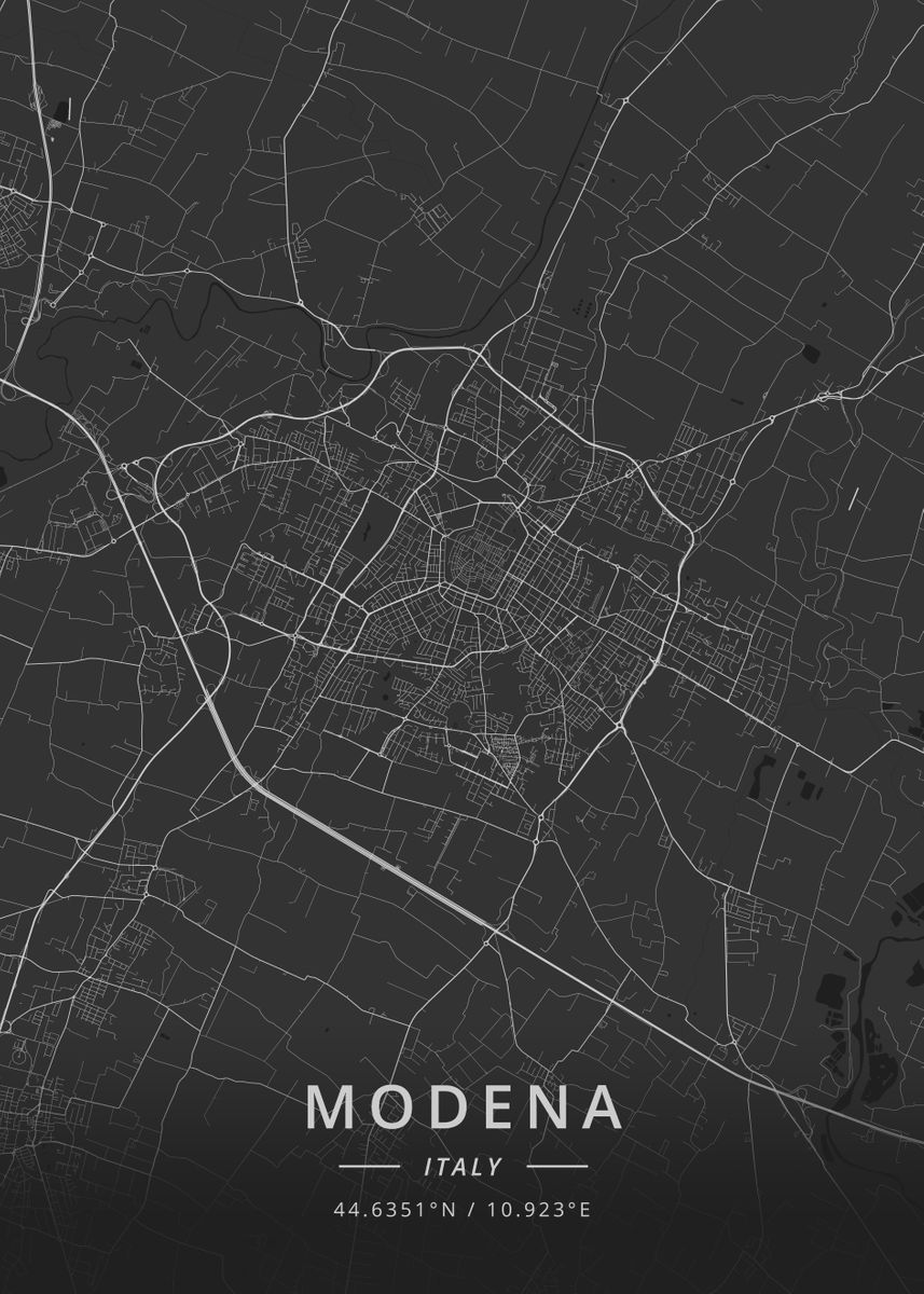 'Modena Italy' Poster, picture, metal print, paint by Designer Map Art ...