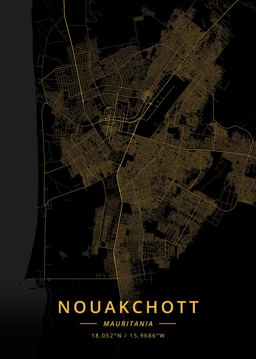 'Nouakchott Mauritania' Poster by Designer Map Art | Displate