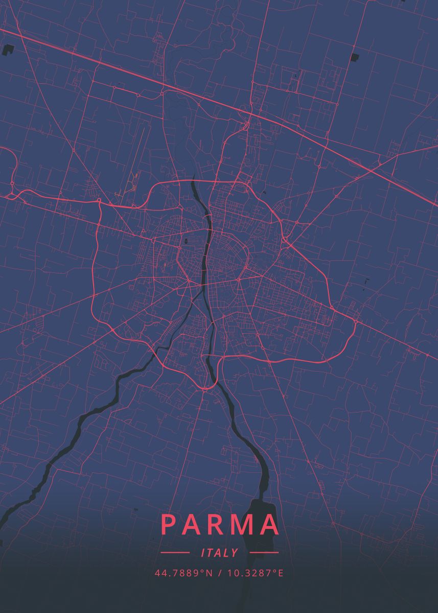'Parma Italy' Poster, picture, metal print, paint by Designer Map Art ...