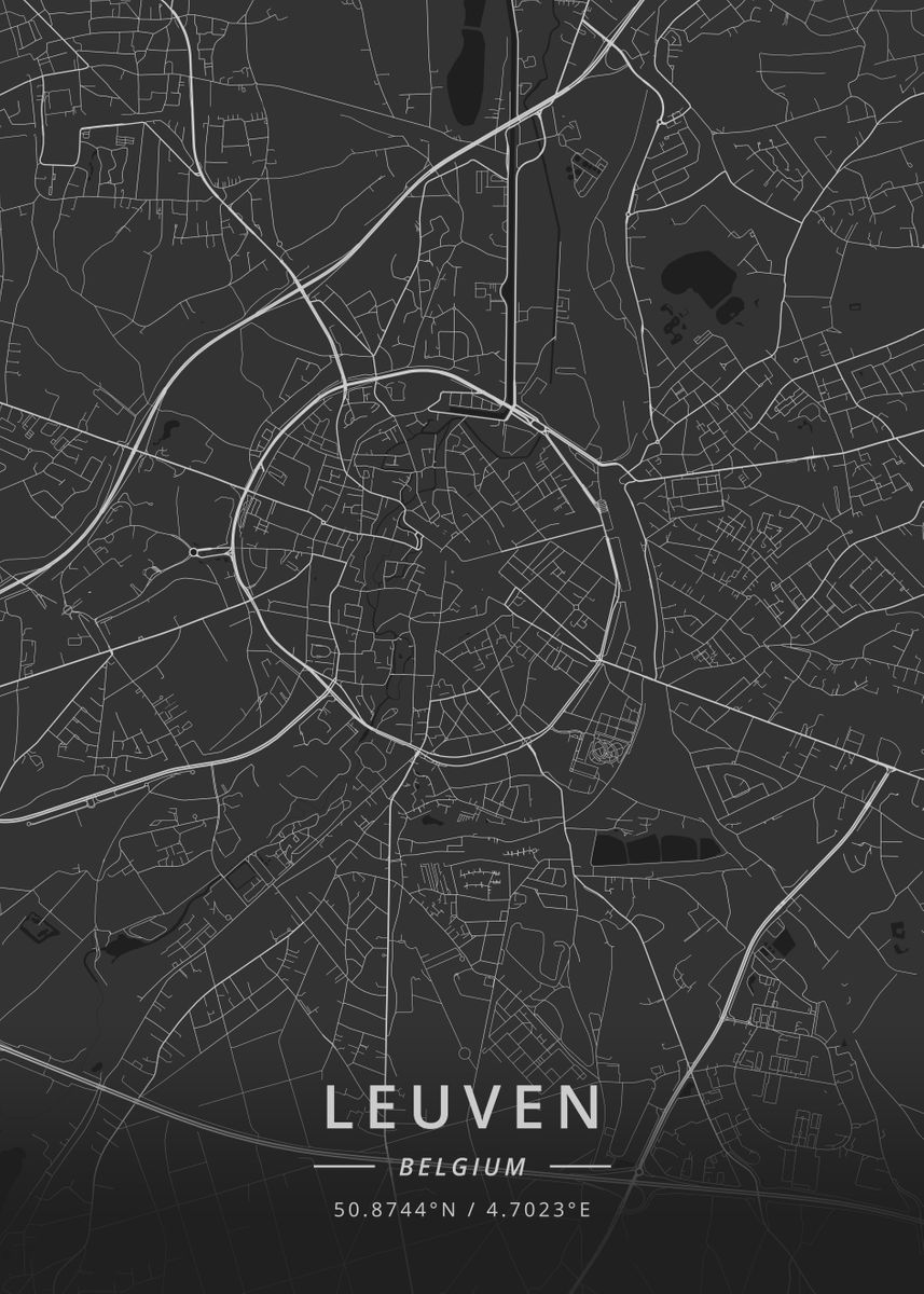 'Leuven Belgium' Poster, picture, metal print, paint by Designer Map ...