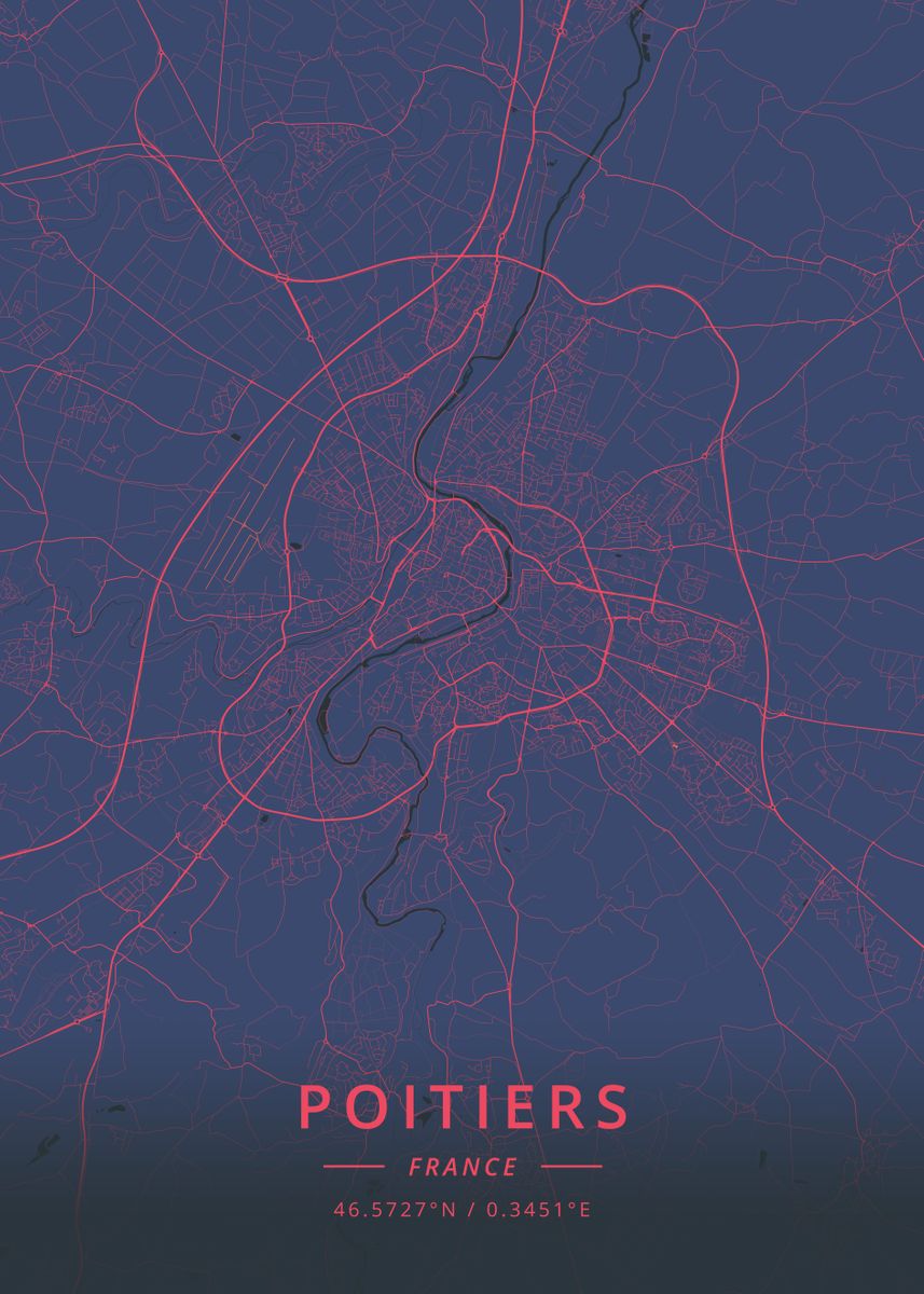 'Poitiers France' Poster by Designer Map Art | Displate