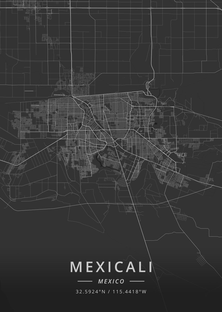 'Mexicali Mexico' Poster by Designer Map Art | Displate