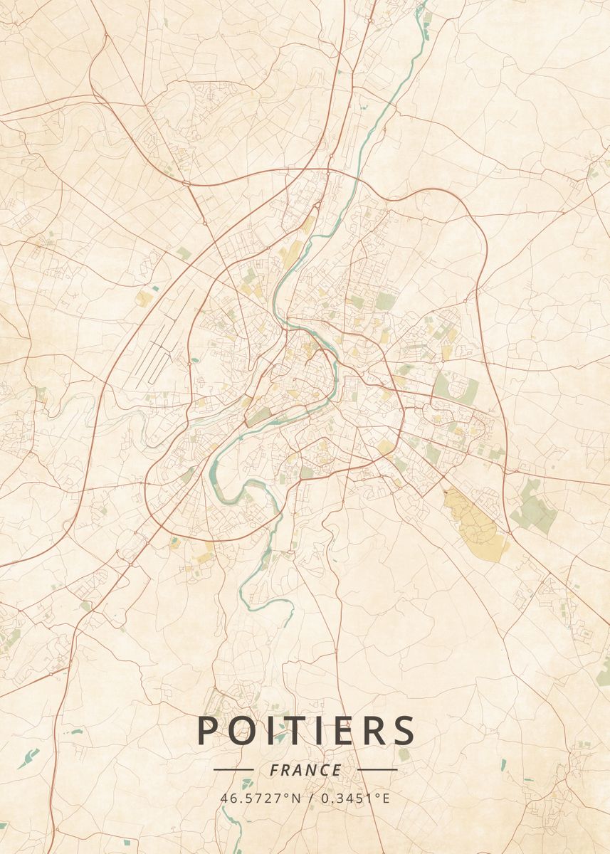 'Poitiers France' Poster, picture, metal print, paint by Designer Map ...