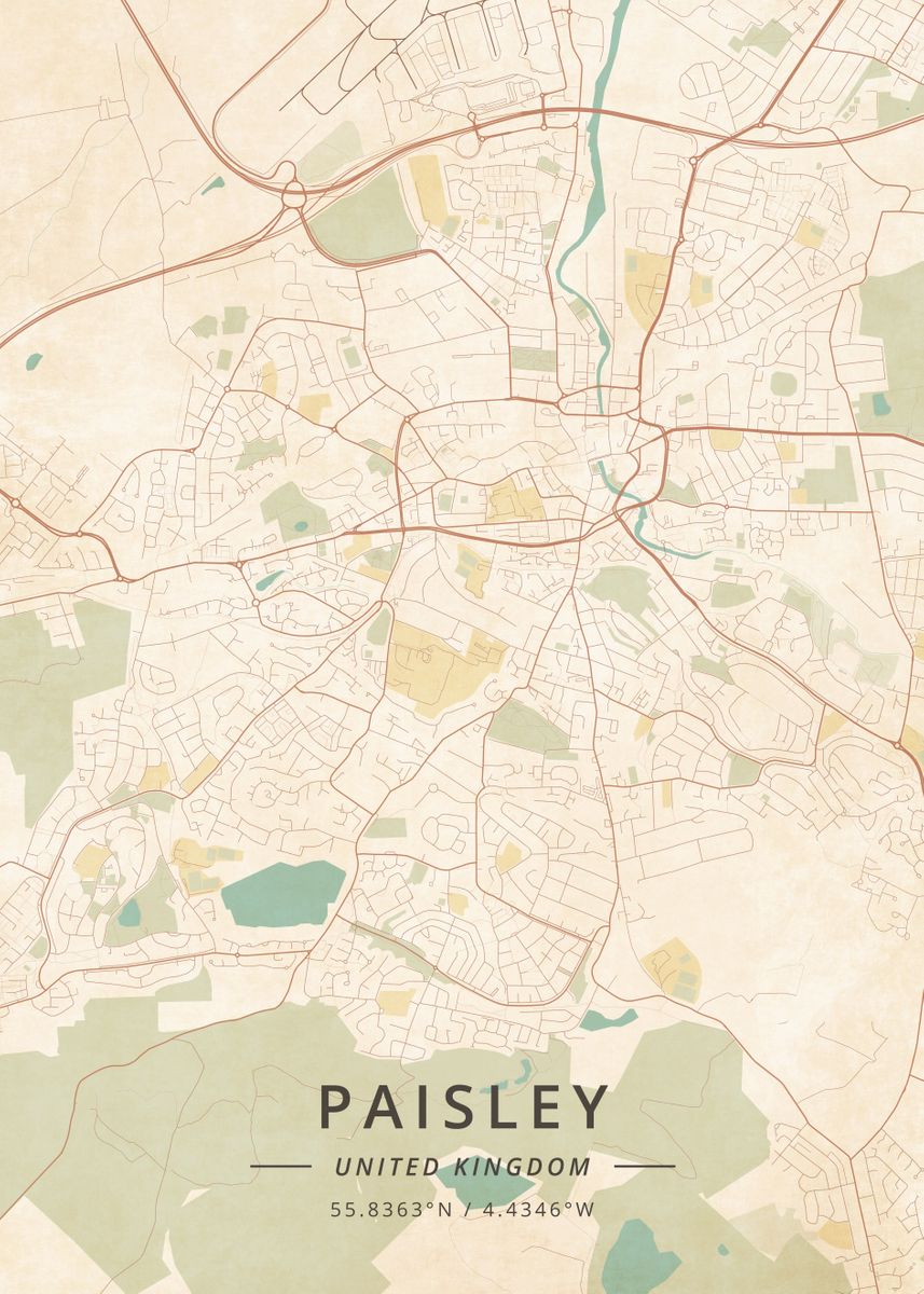 'Paisley United Kingdom' Poster by Designer Map Art | Displate