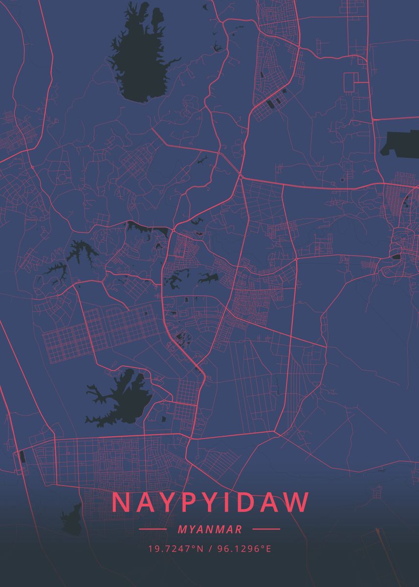 'Naypyidaw Myanmar' Poster by Designer Map Art | Displate