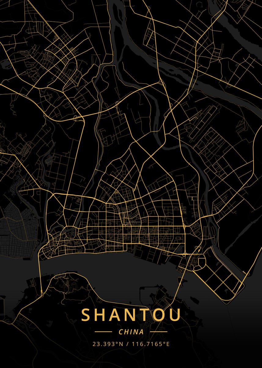 'Shantou China' Poster, picture, metal print, paint by Designer Map Art ...