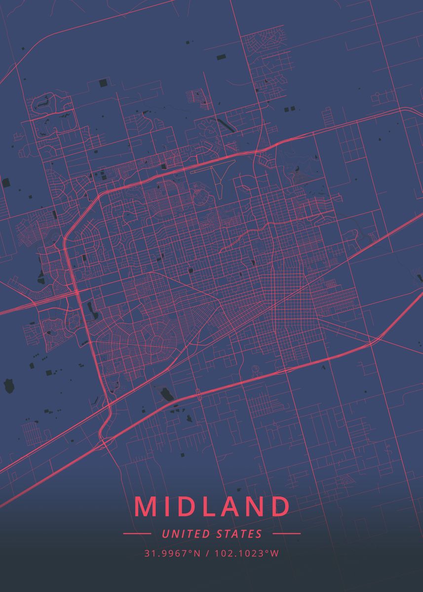 'Midland United States' Poster by Designer Map Art | Displate