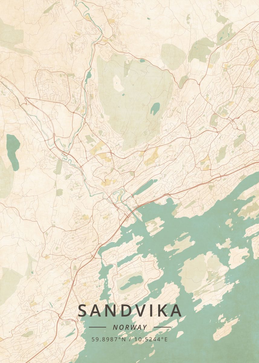 'Sandvika Norway' Poster by Designer Map Art | Displate