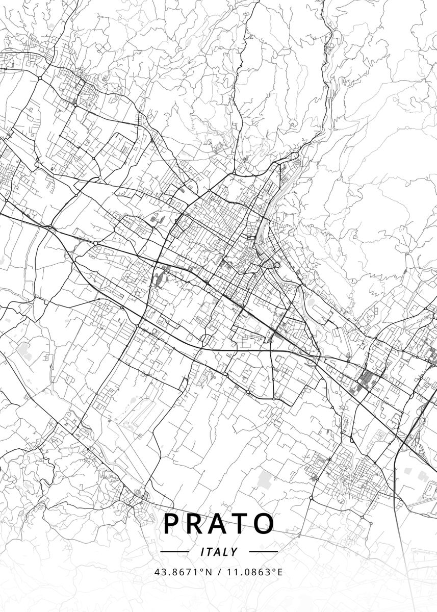 'Prato Italy' Poster, picture, metal print, paint by Designer Map Art ...