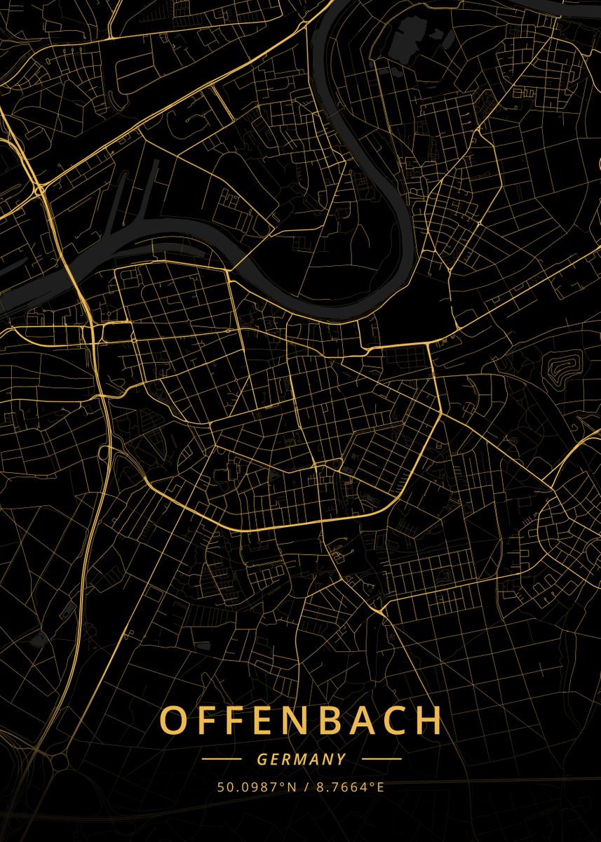 'Offenbach Germany' Poster, picture, metal print, paint by Designer Map ...