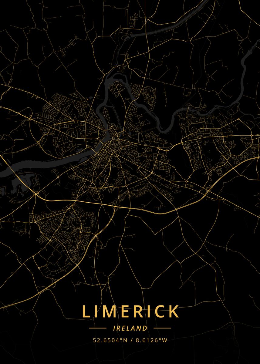 'Limerick Ireland' Poster by Designer Map Art | Displate