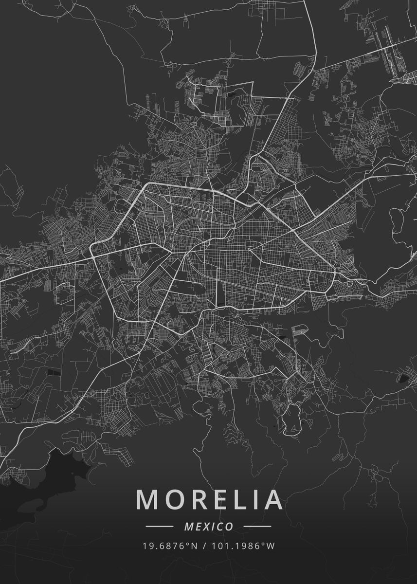 'Morelia Mexico' Poster by Designer Map Art | Displate