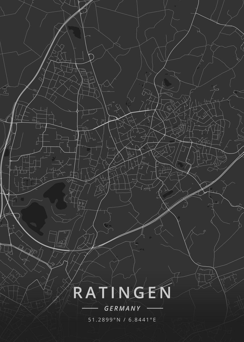 'Ratingen Germany' Poster, picture, metal print, paint by Designer Map ...