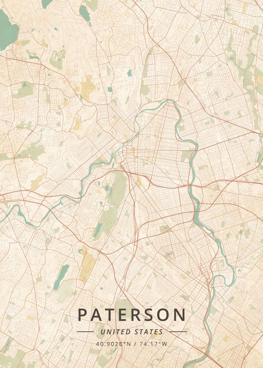 'Paterson United States' Poster, picture, metal print, paint by ...