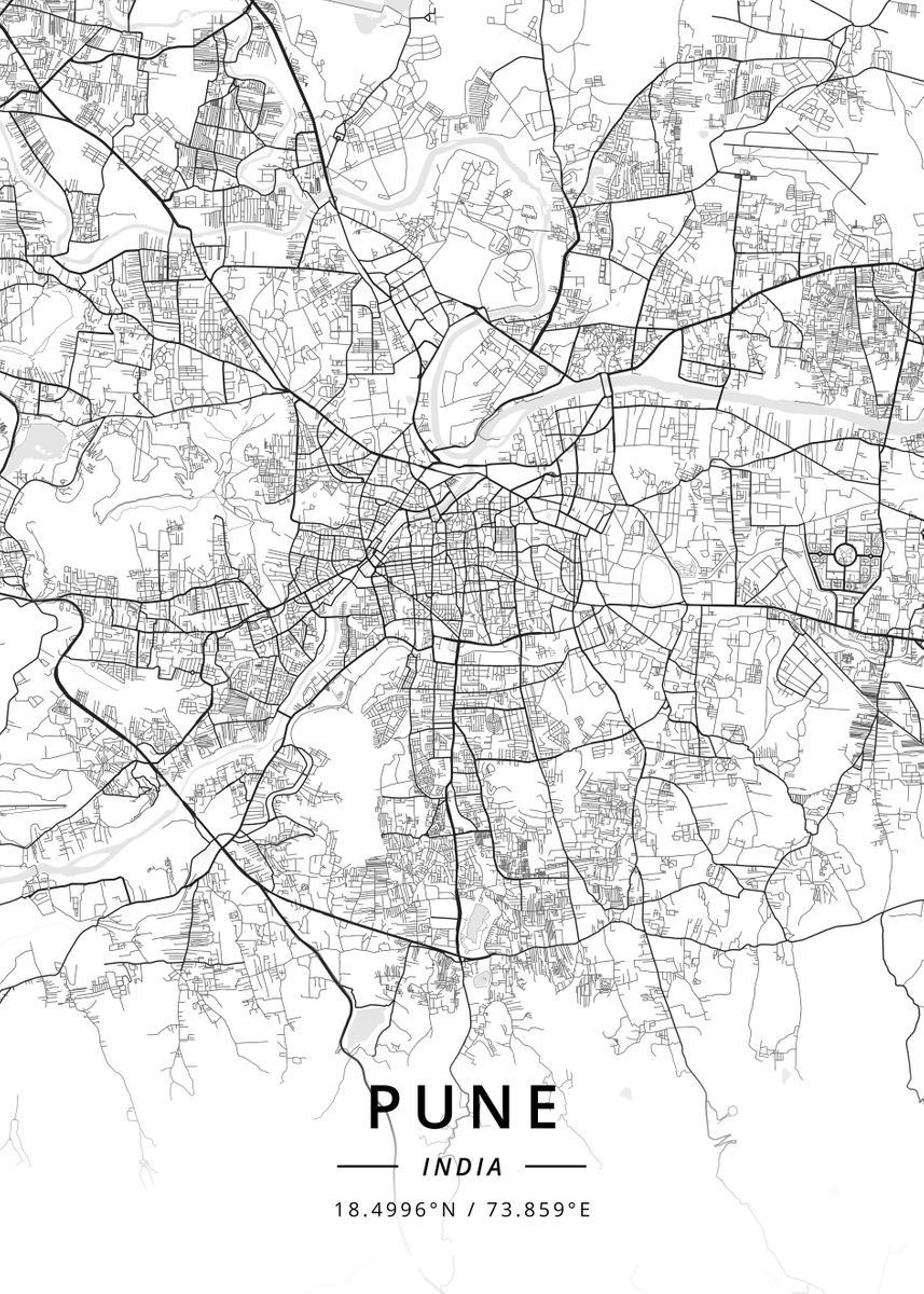 'Pune India' Poster, picture, metal print, paint by Designer Map Art ...
