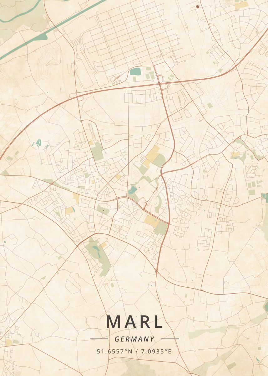'Marl Germany' Poster, picture, metal print, paint by Designer Map Art ...