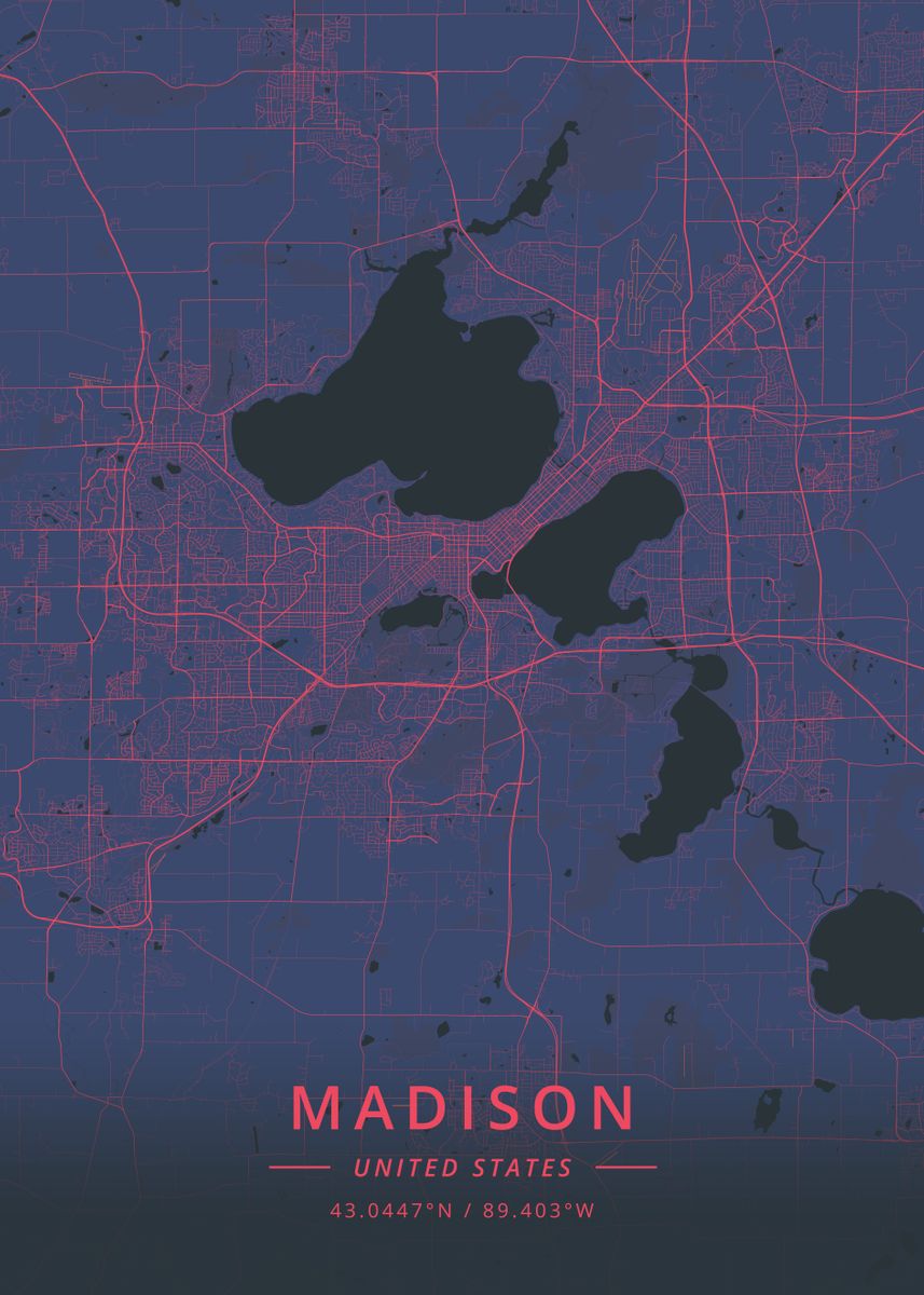 'Madison United States' Poster, picture, metal print, paint by Designer ...