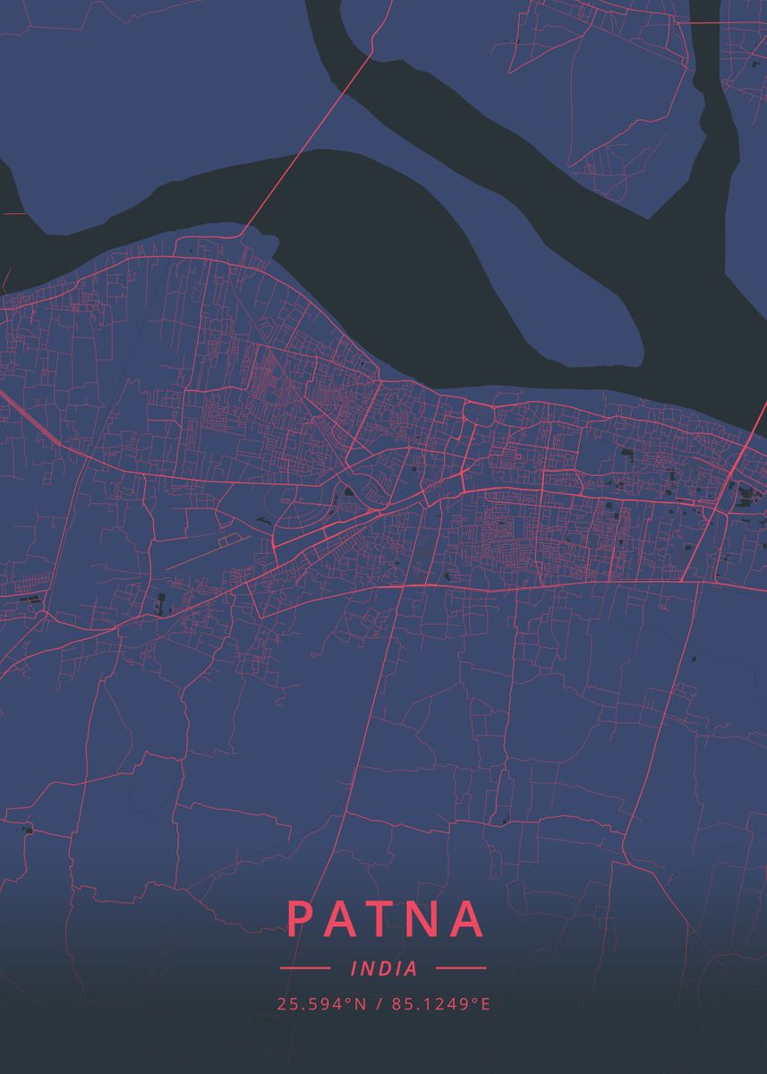 'Patna India' Poster, picture, metal print, paint by Designer Map Art ...