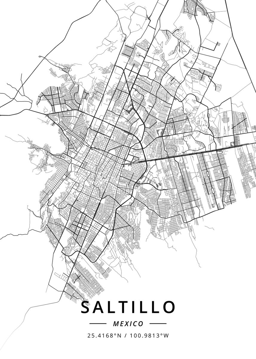 'Saltillo Mexico' Poster by Designer Map Art | Displate