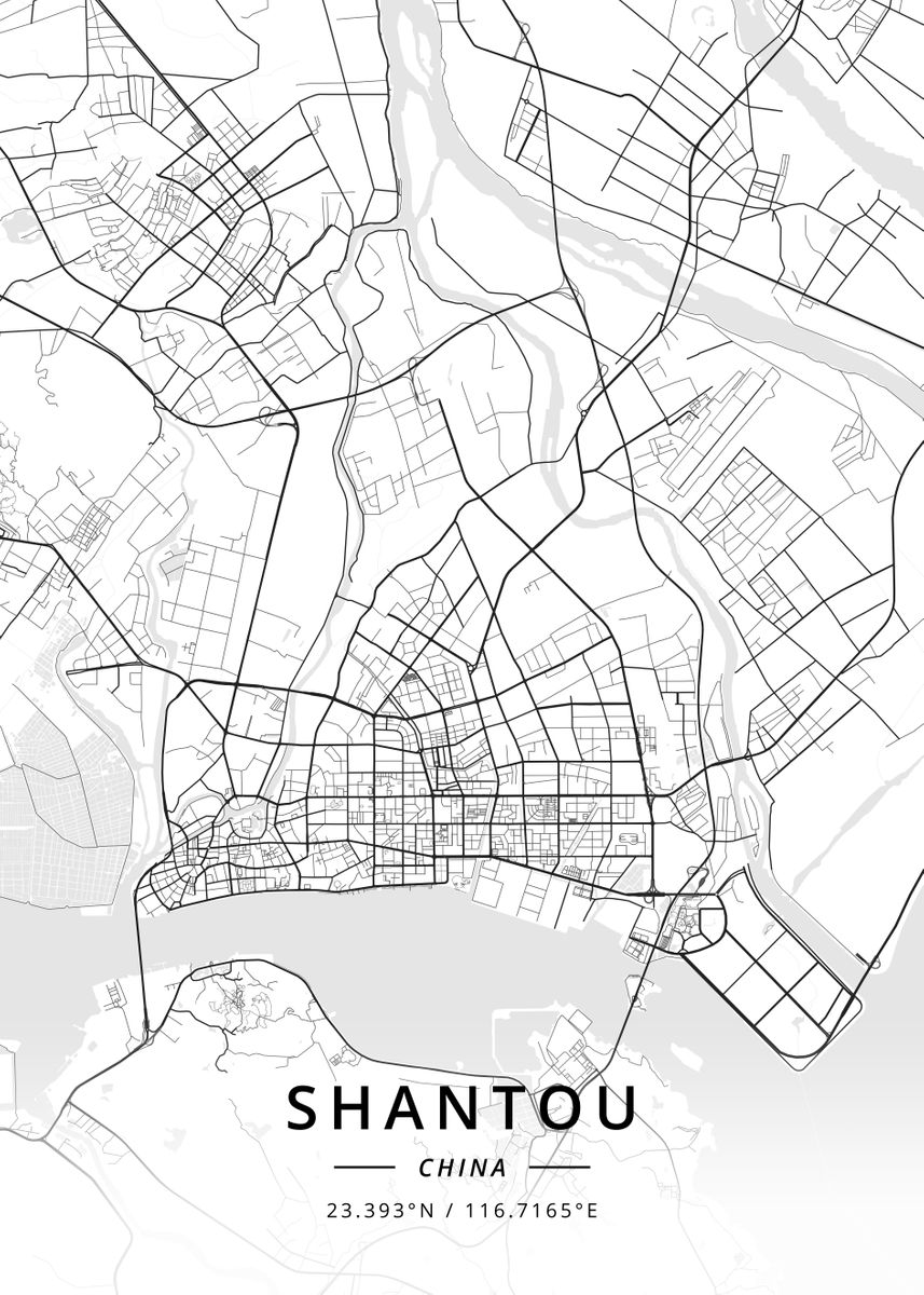 'Shantou China' Poster, picture, metal print, paint by Designer Map Art ...