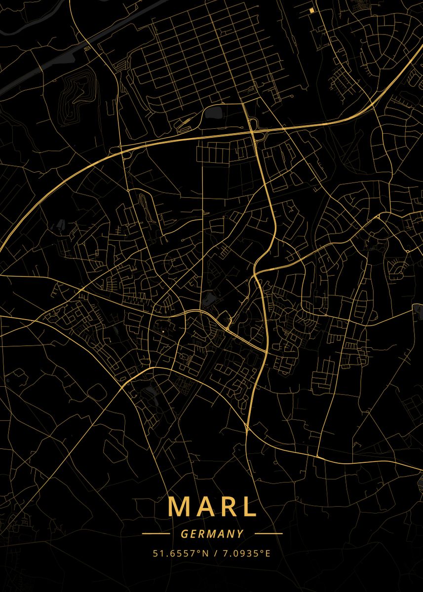 'Marl Germany' Poster, picture, metal print, paint by Designer Map Art ...