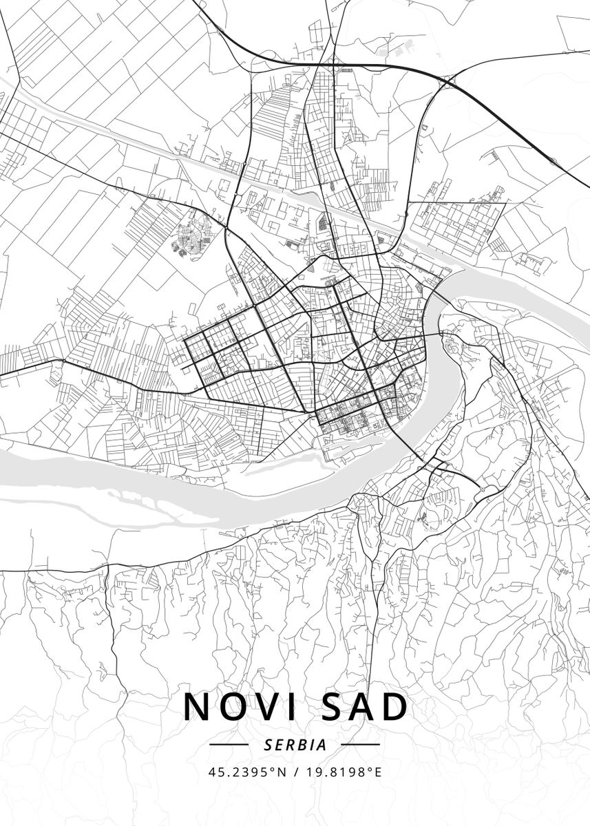 'Novi Sad Serbia' Poster by Designer Map Art | Displate