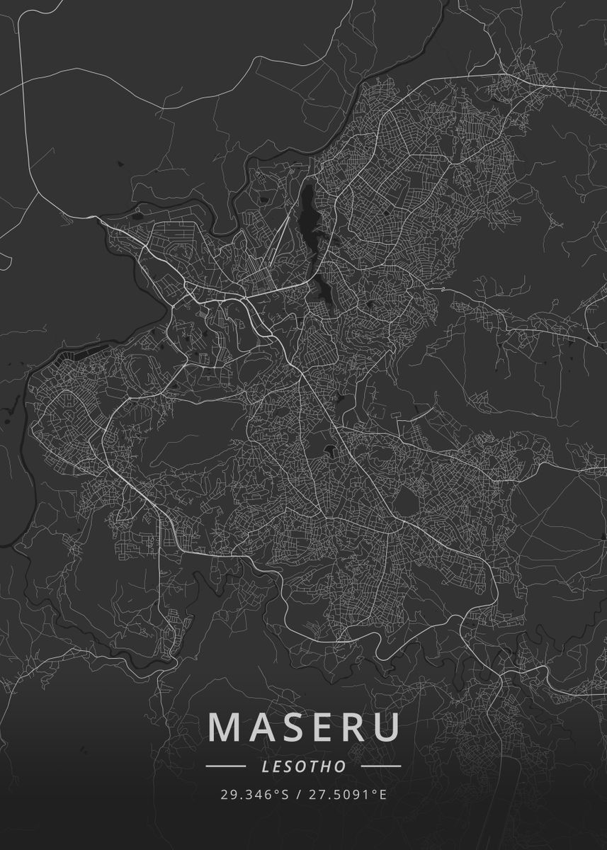 'Maseru Lesotho' Poster, picture, metal print, paint by Designer Map ...