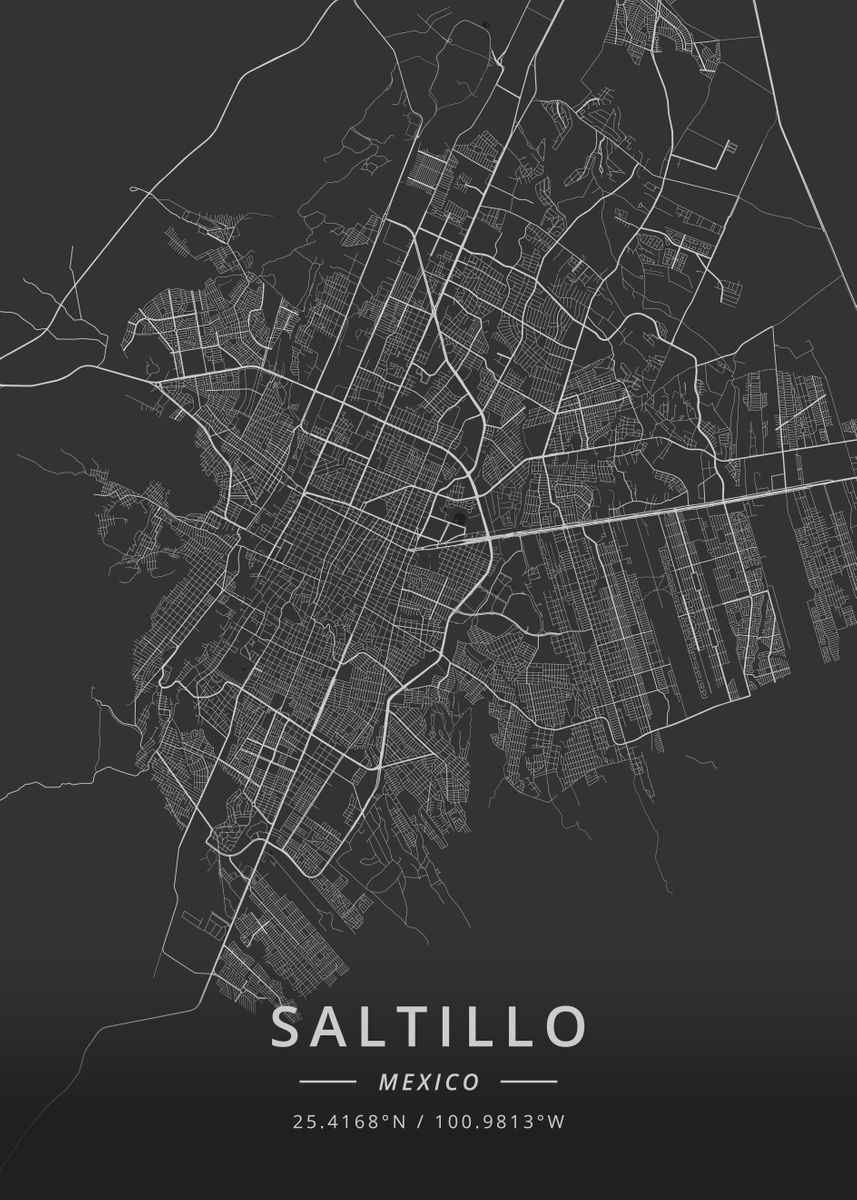 'Saltillo Mexico' Poster by Designer Map Art | Displate