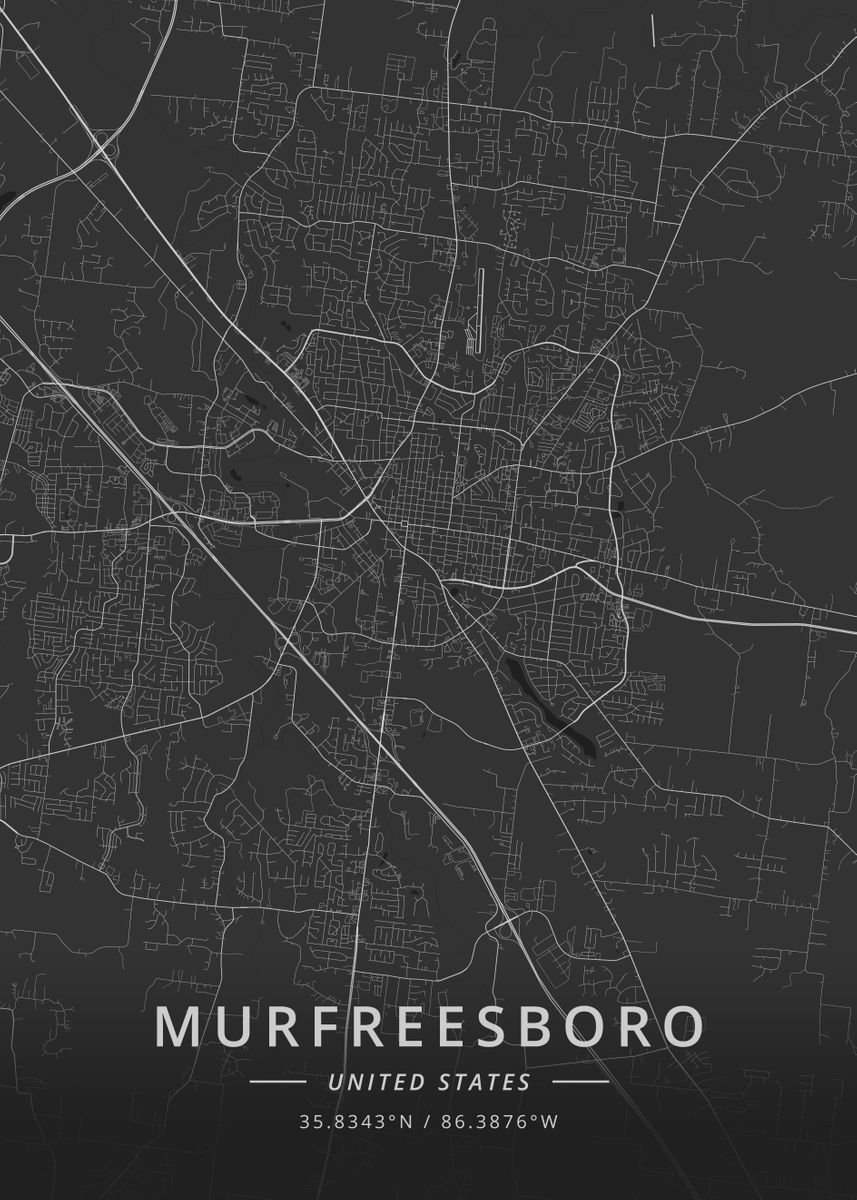 'Murfreesboro US' Poster by Designer Map Art | Displate