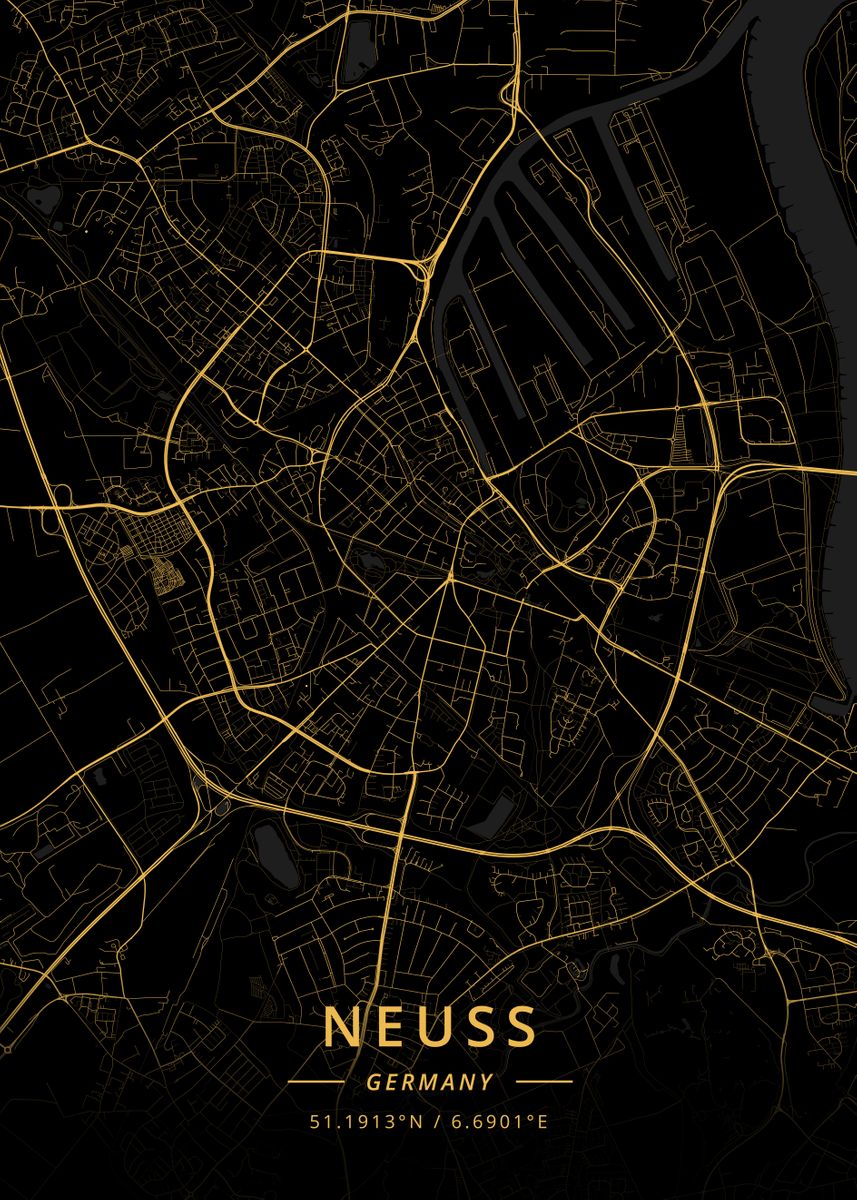 'Neuss Germany' Poster, picture, metal print, paint by Designer Map Art ...