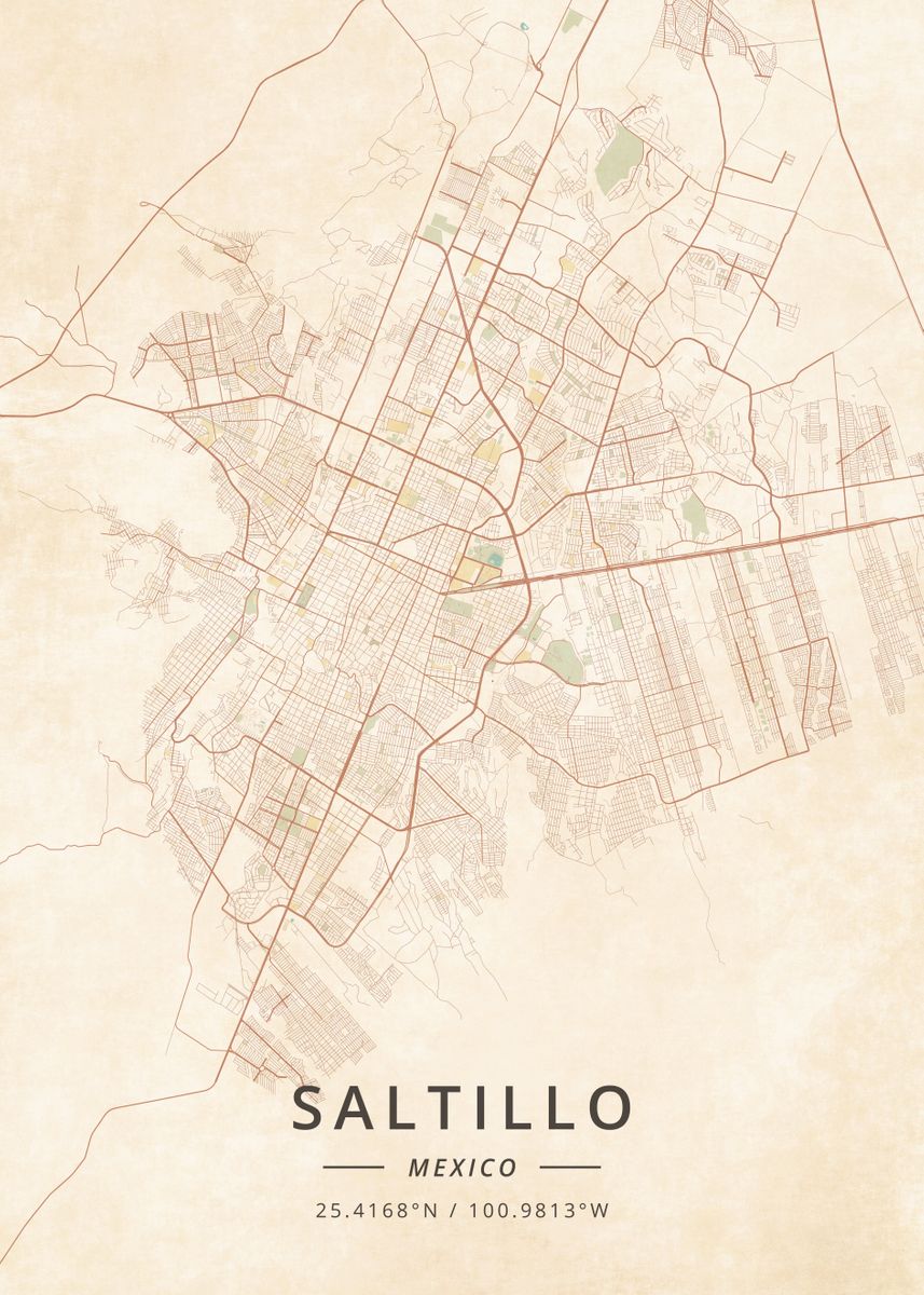 'Saltillo Mexico' Poster by Designer Map Art | Displate