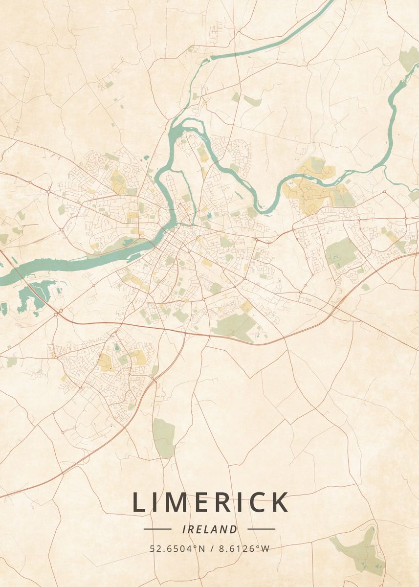 'Limerick Ireland' Poster by Designer Map Art | Displate